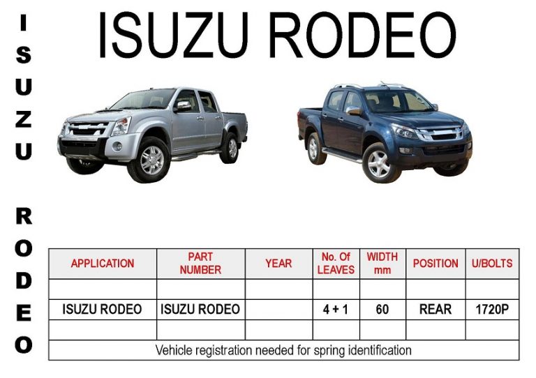 Isuzu Rodeo Leaf Springs Rear 4 + 1 60mm wide - S & M Springs