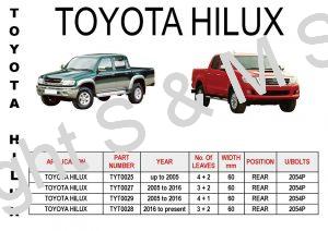 Toyota Hilux Leaf Springs Rear Hilux pre 2005 to present - S & M Springs