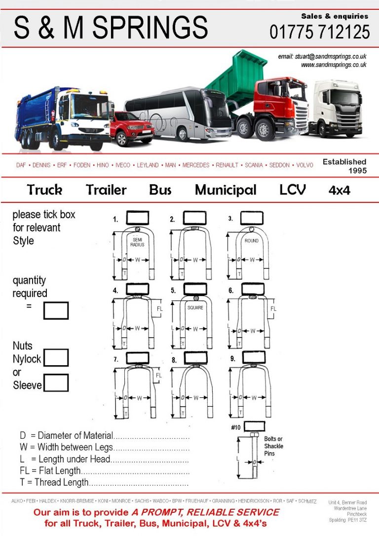 U-Bolts HGV Municipal LCV Bus Trailer 4x4 U Bolts - S & M Springs